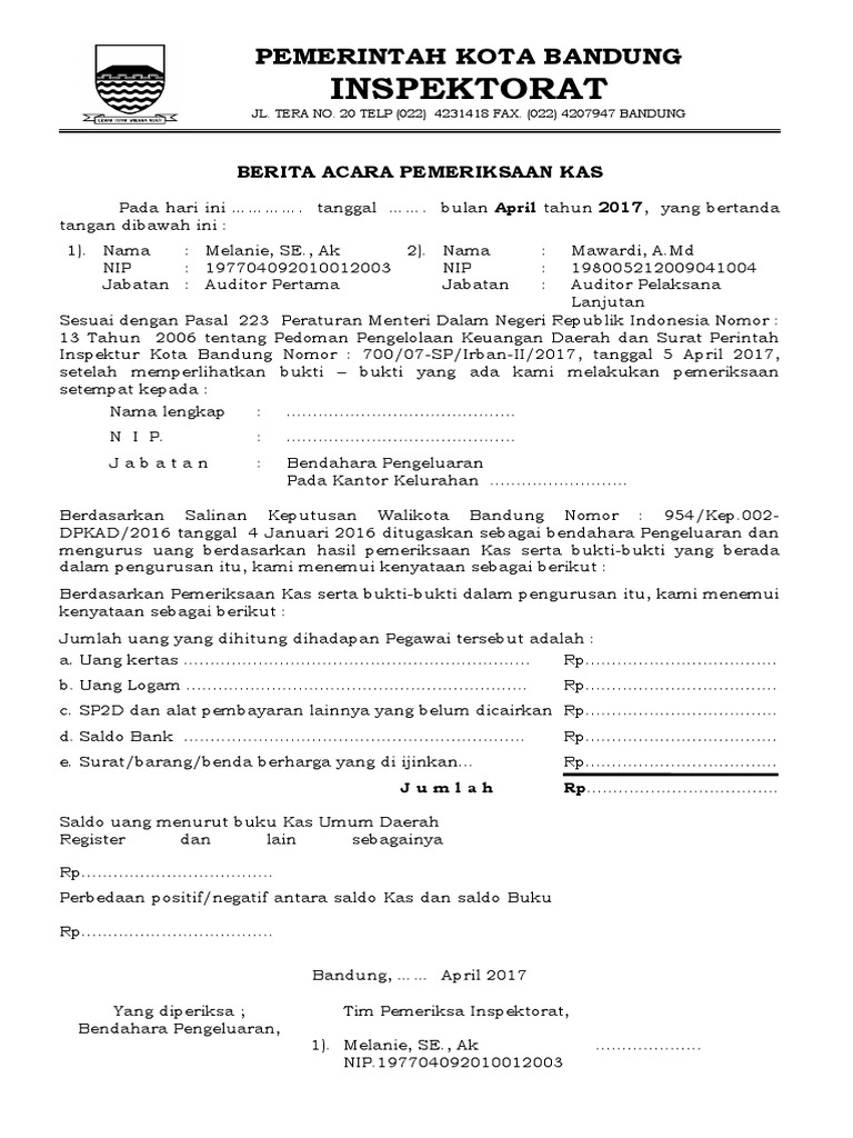 Bap Register Penutupan Kas | PDF