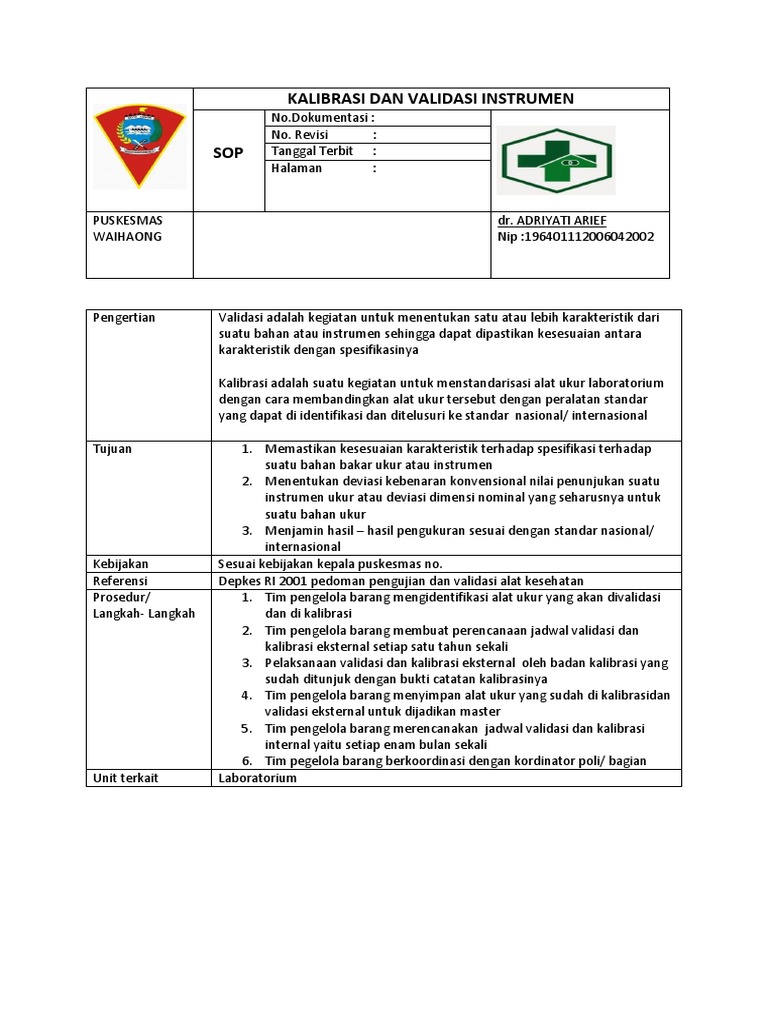 8.1.7 .B Sop-Kalibrasi-Dan-Validasi-Instrumen Lab | PDF