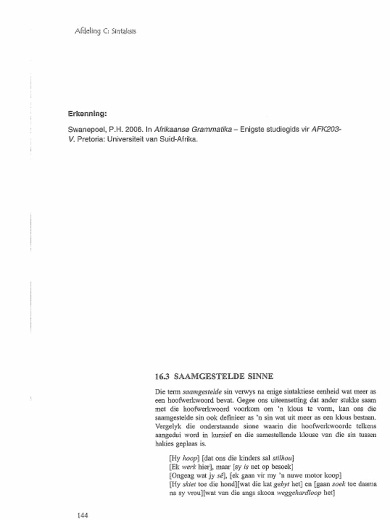 Saamgestelde Sinne - Neweskikker, Onderskikker, Bysinne - Vorm ...