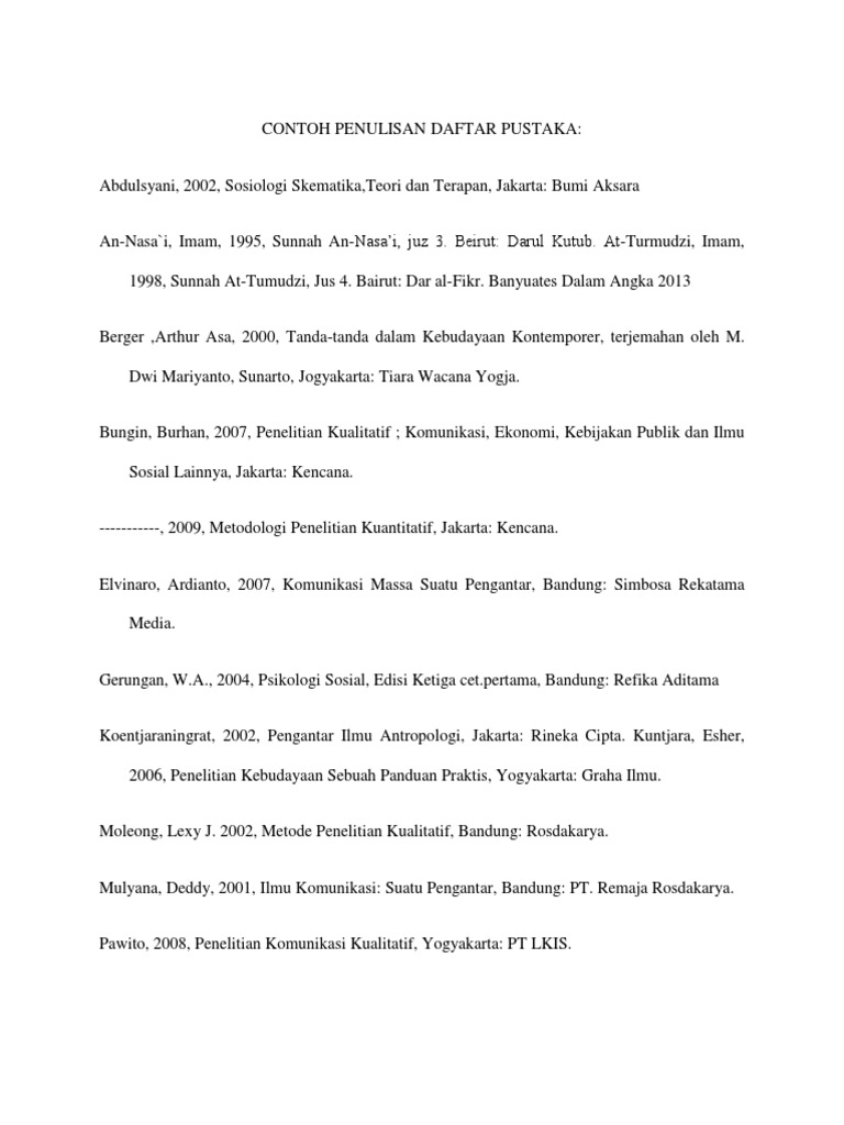 Contoh Penulisan Daftar Pustaka | PDF