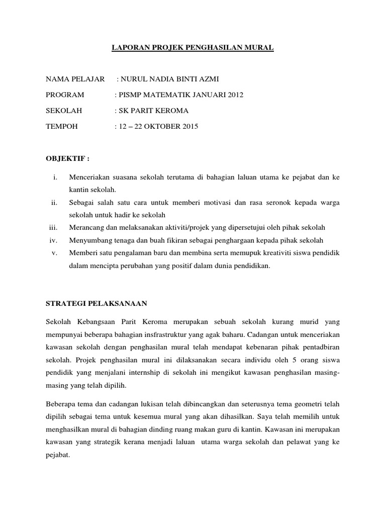 Laporan Projek Penghasilan Mural | PDF