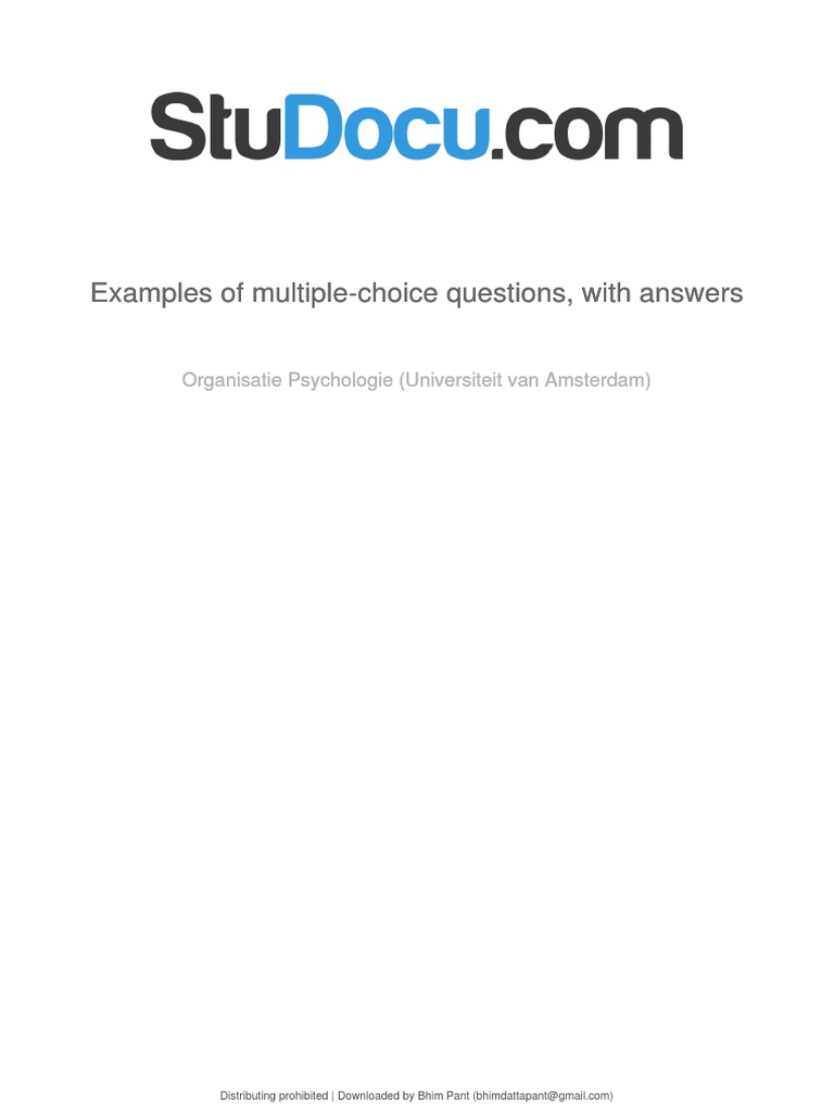 Examples of Multiple Choice Questions With Answers | PDF | Leadership ...