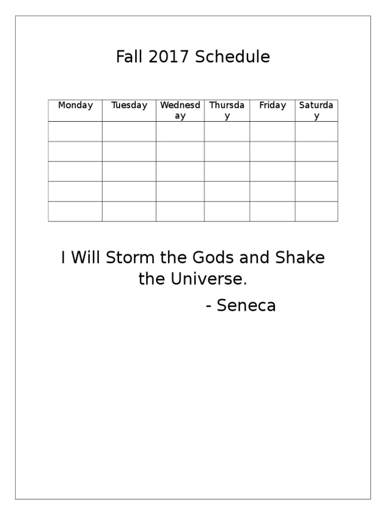 Fall 2017 Schedule Printable | PDF