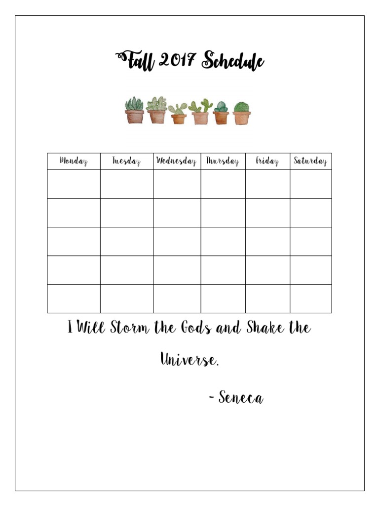 Fall 2017 Schedule Printable | PDF