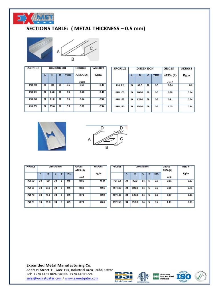 Studs & Runner Table-0.5 MM | PDF