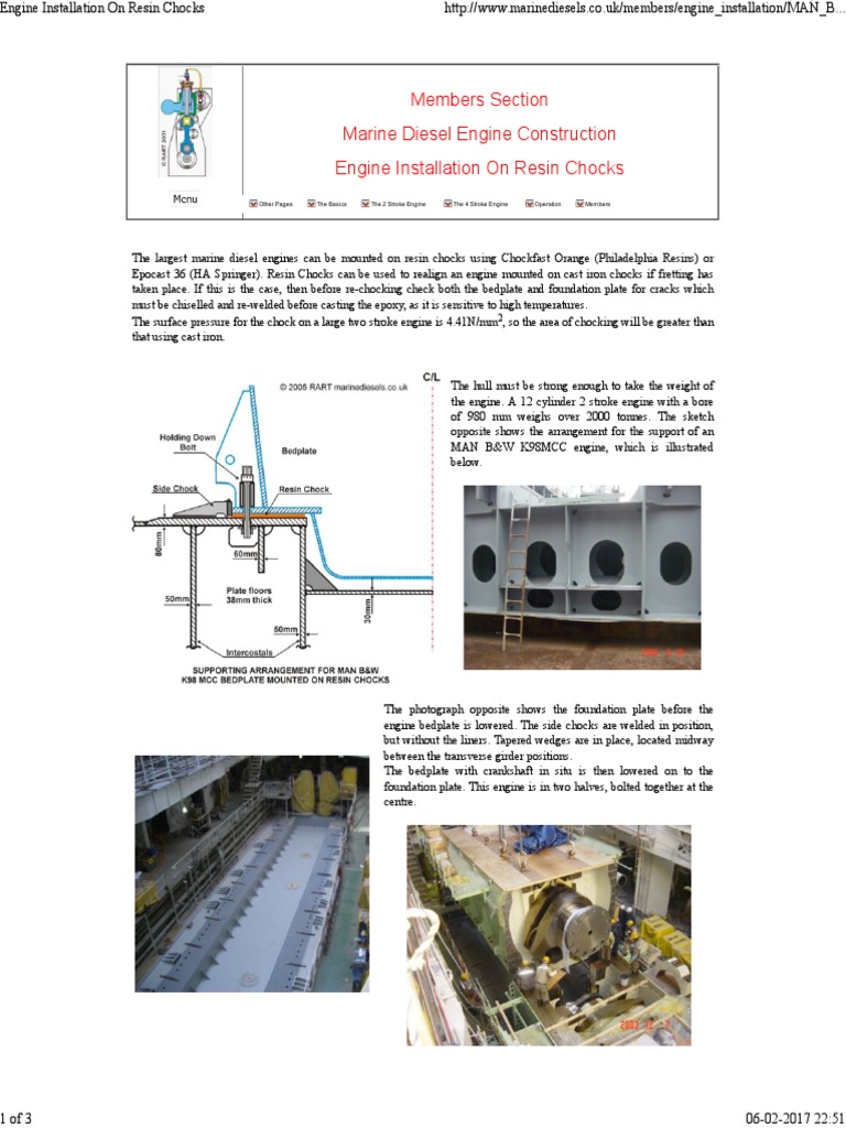 Resin Chocks | PDF | Engines | Diesel Engine