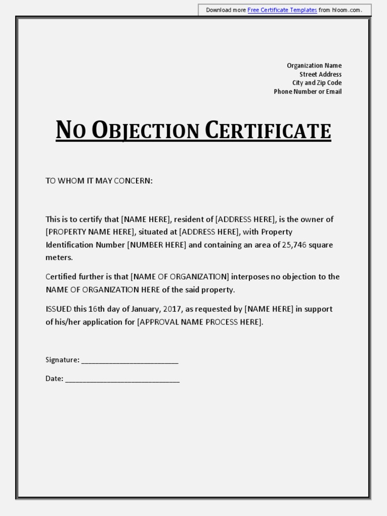 No Objection Certificate Property | PDF