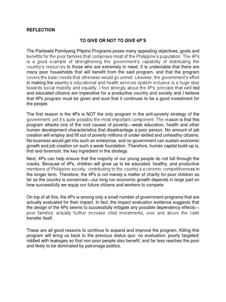 Reflection | PDF | Poverty Reduction | Poverty