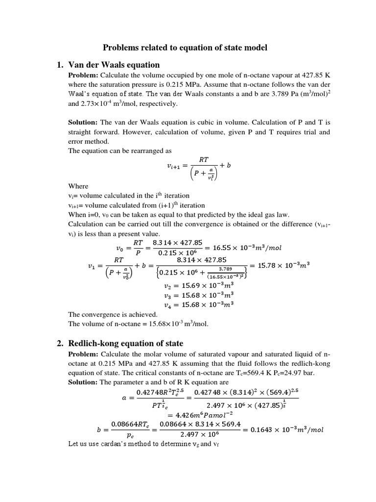 Examples For Equation of State | PDF | Mathematical Analysis | Applied ...