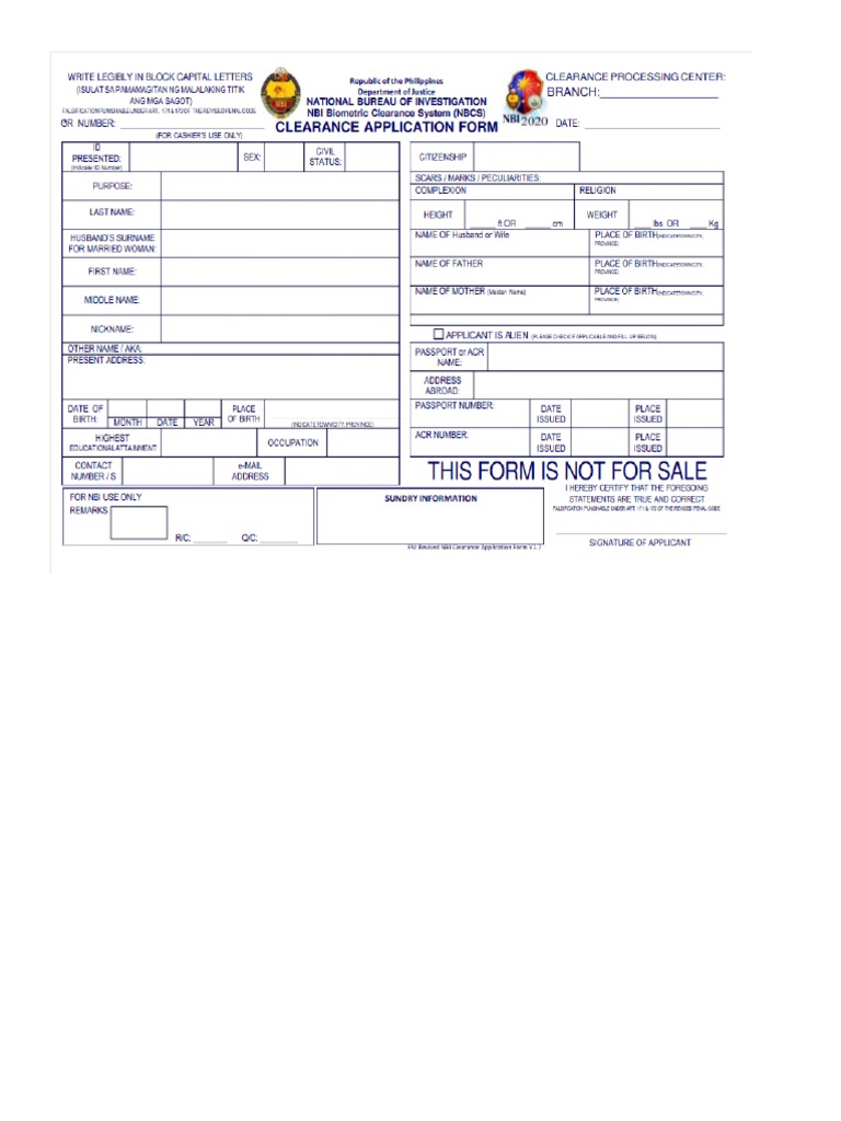 Nbi Clearance Application Form