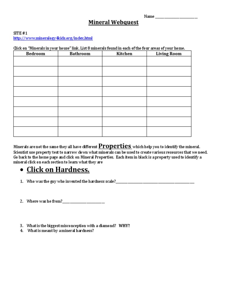 Mineral Webquest | PDF | Fluorescence | Minerals