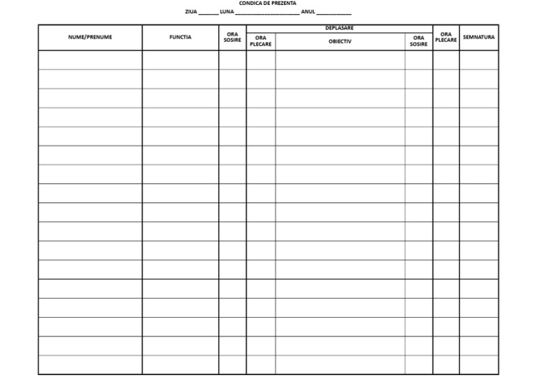 Model Condica Prezenta