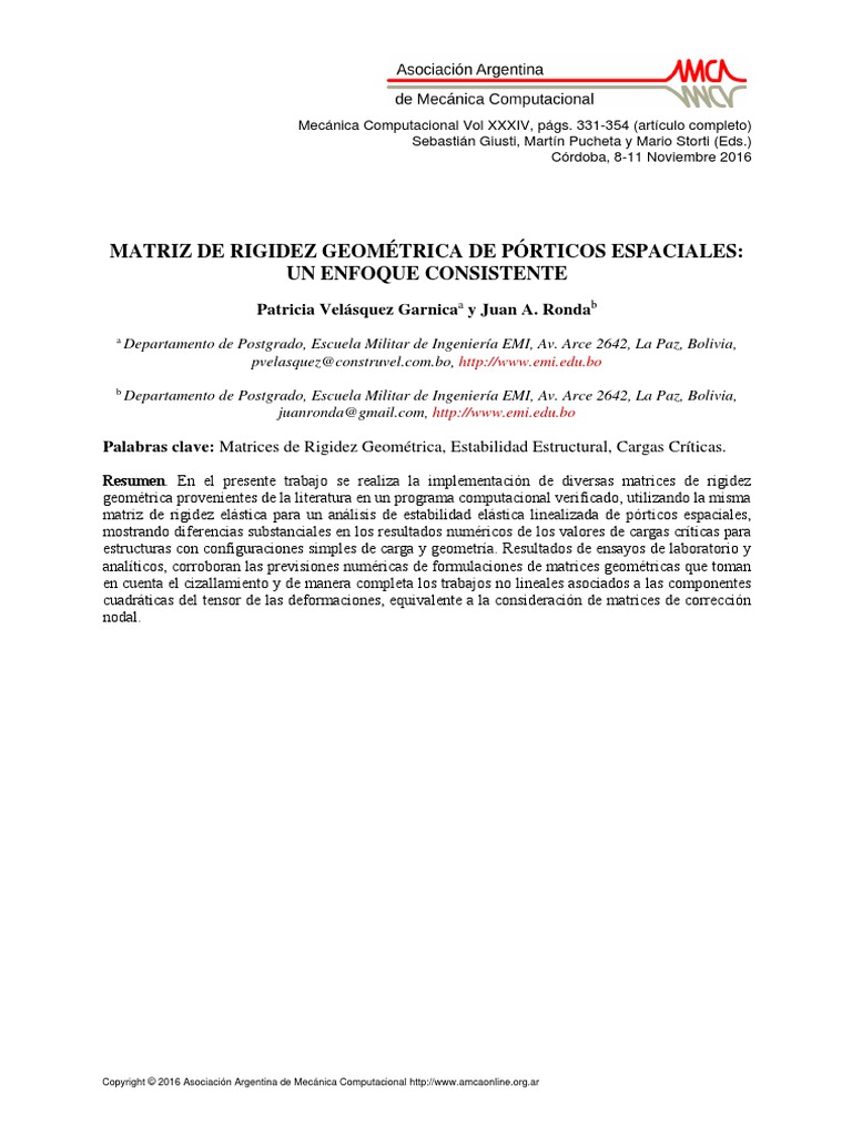 Matriz de Rigidez Geometrica | PDF | Rotación | Matriz (Matemáticas)