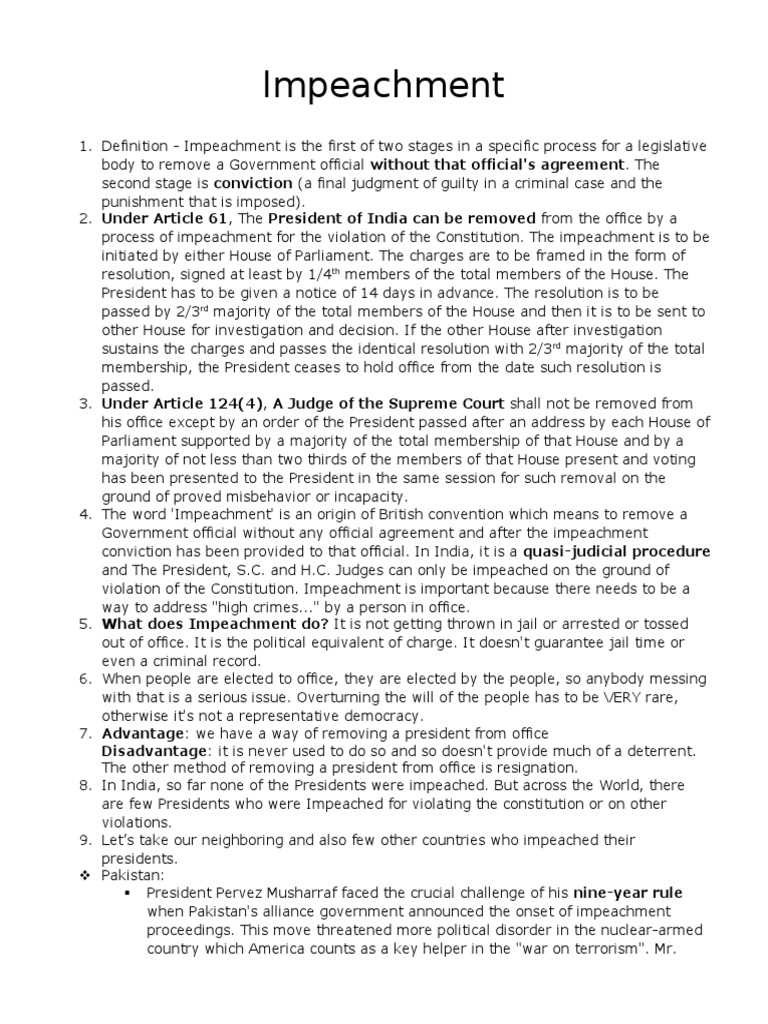 A Comprehensive Overview of the Impeachment Process and Examples of ...