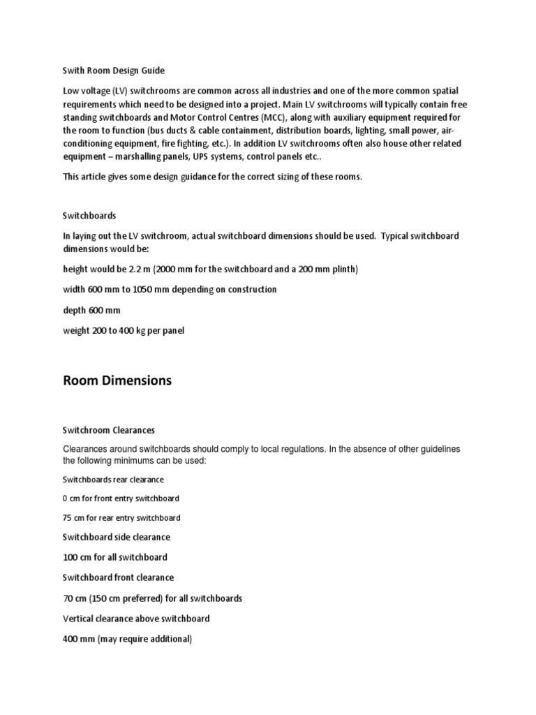 Switch Room Design Guide | Download Free PDF | Switch | Power Engineering