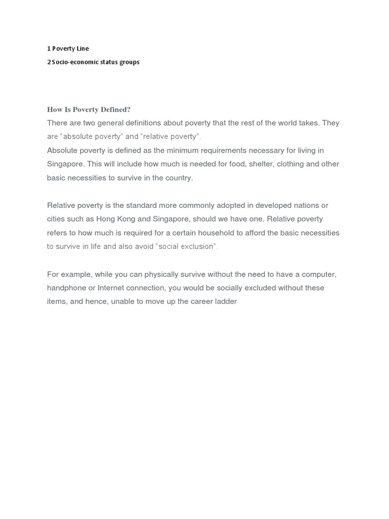 Understanding Poverty Definitions | PDF
