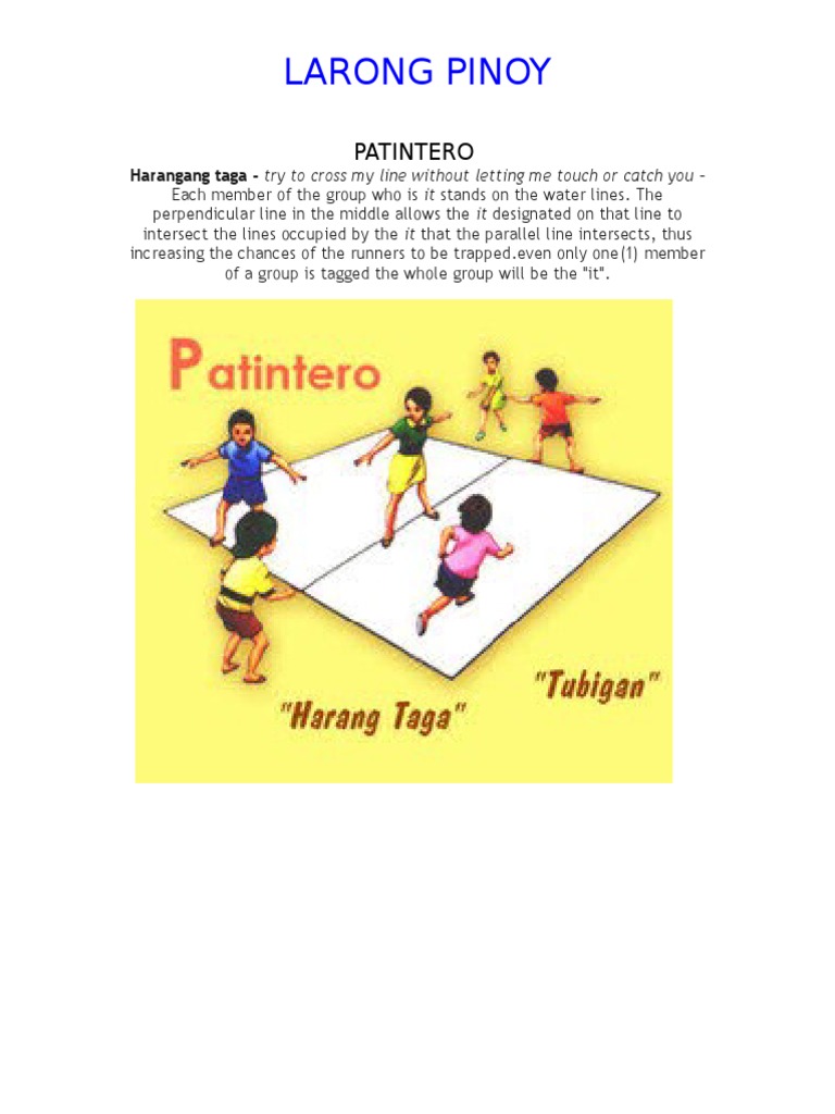 Mga Halimbawa ng Larong Pinoy | PDF | Leisure | Games Of Physical Skill