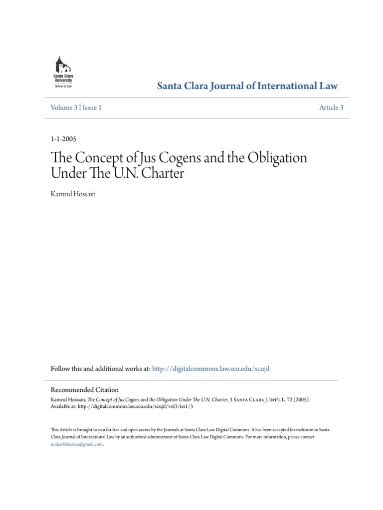 The Concept of Jus Cogens and The Obligation Under The U.N. Chart PDF ...