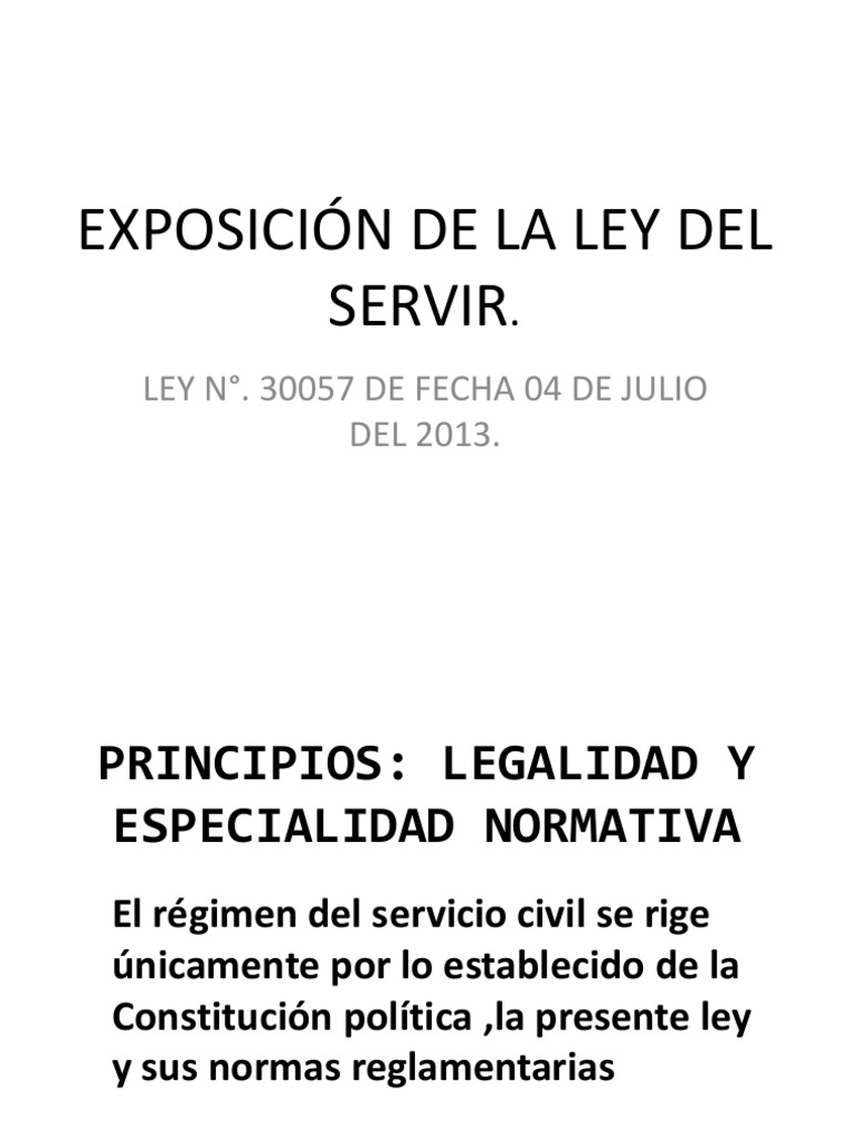 Ley del Servir: principios y organización | PDF | Derecho laboral ...