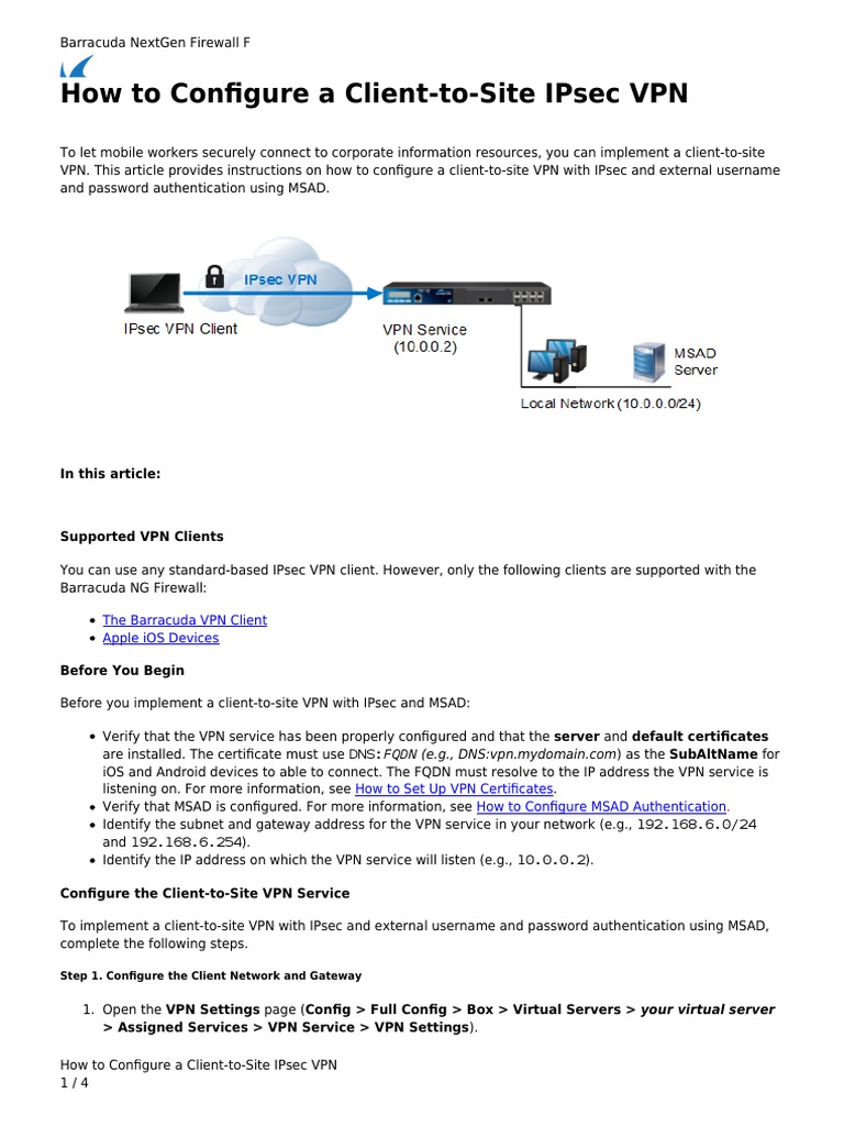 How To Configure A Client-to-Site IPsec VPN | PDF | Virtual Private ...