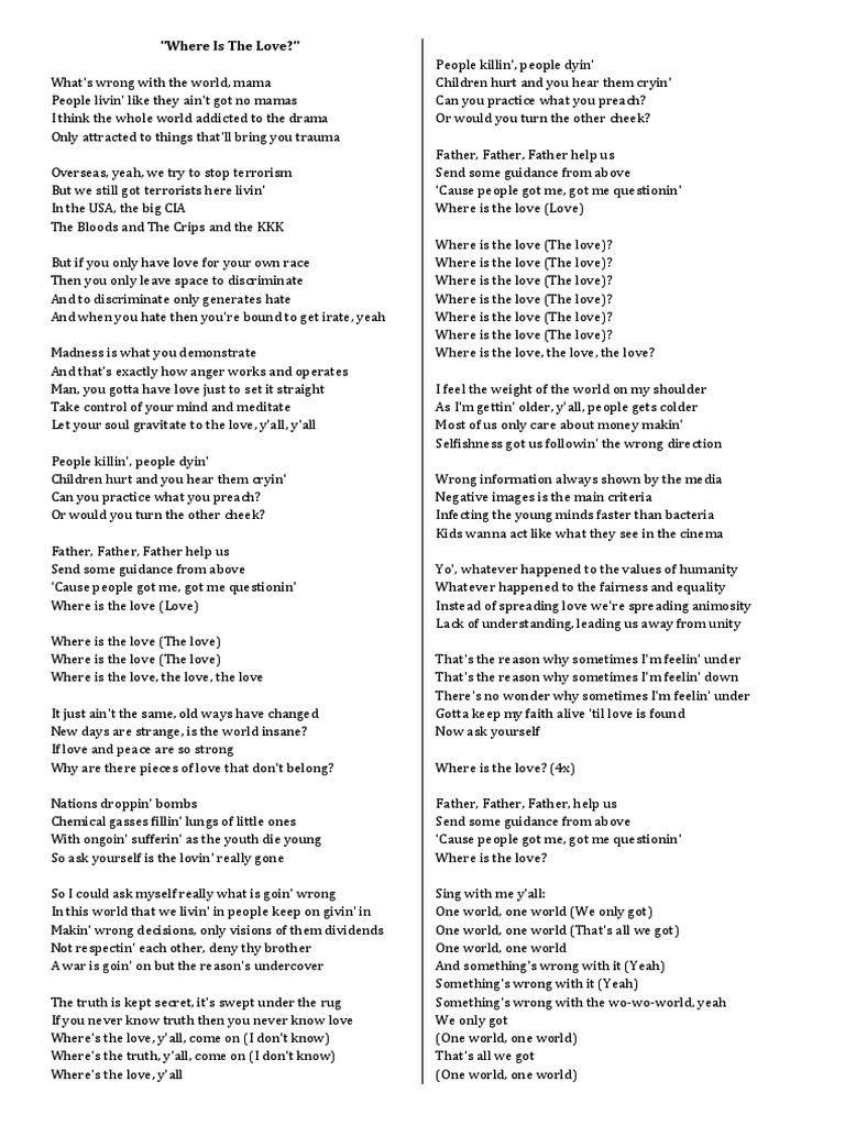 Where Is The Love | PDF