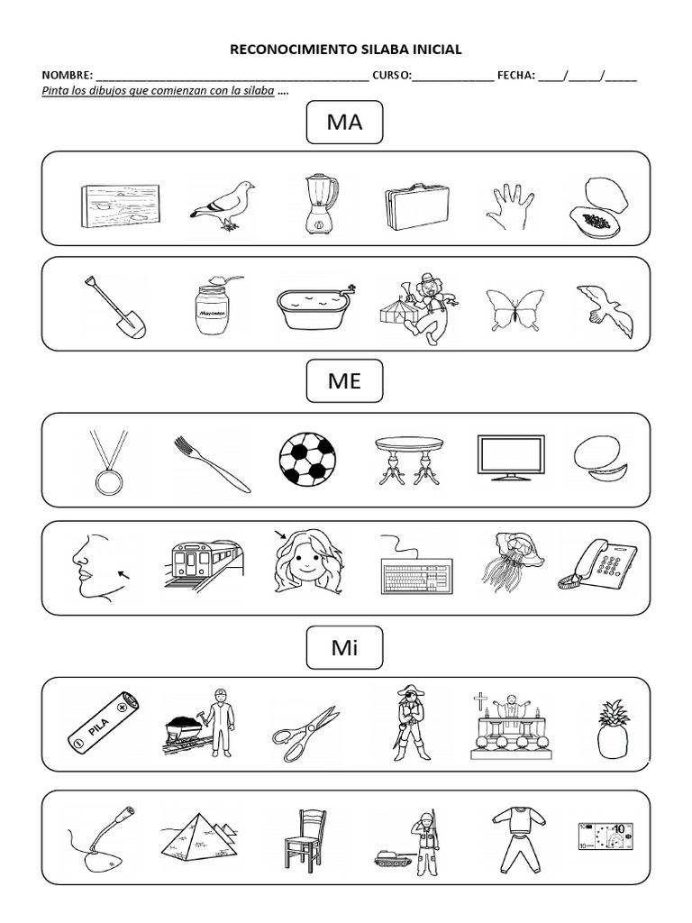 Reconocimiento Silaba Inicial M | PDF