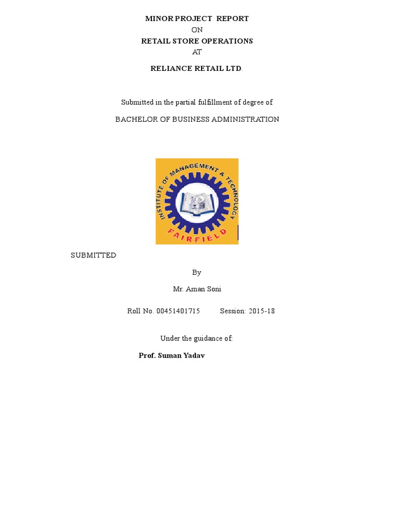 Retail Operations Reliance | Download Free PDF | Retail | Sampling ...