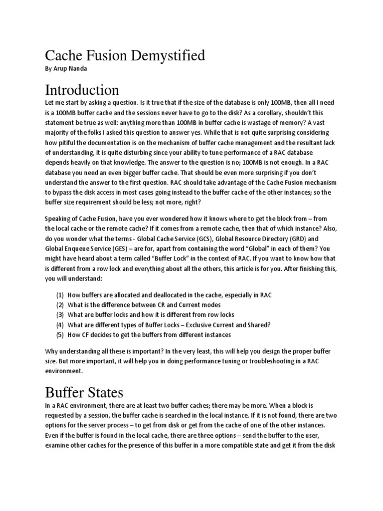 Cache Fusion Demystified PPR PDF | PDF | Oracle Database | Cache (Computing)