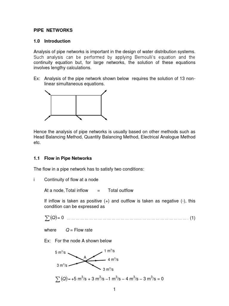 Pipe Networks | PDF | Fluid Dynamics | Gas Technologies