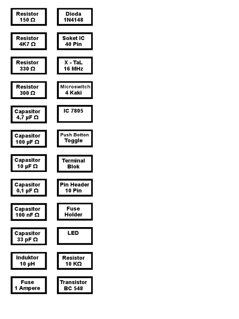 Electronic Components List | PDF