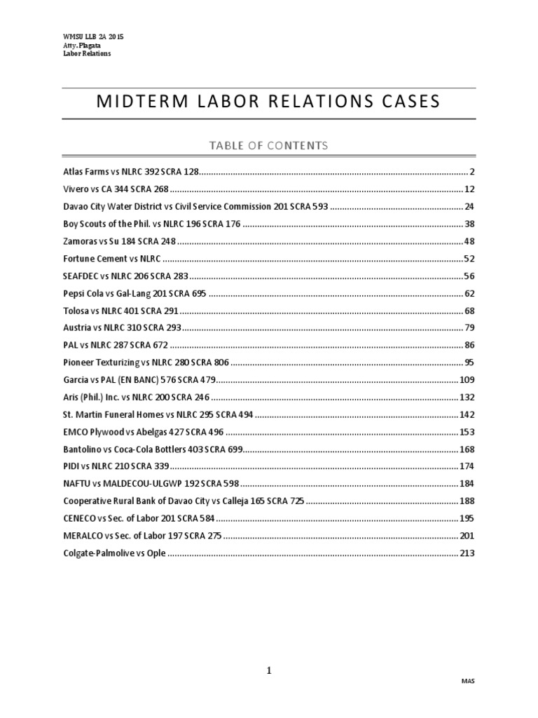 Midterm Labor Relations Cases | PDF | Arbitration | Unfair Labor Practice