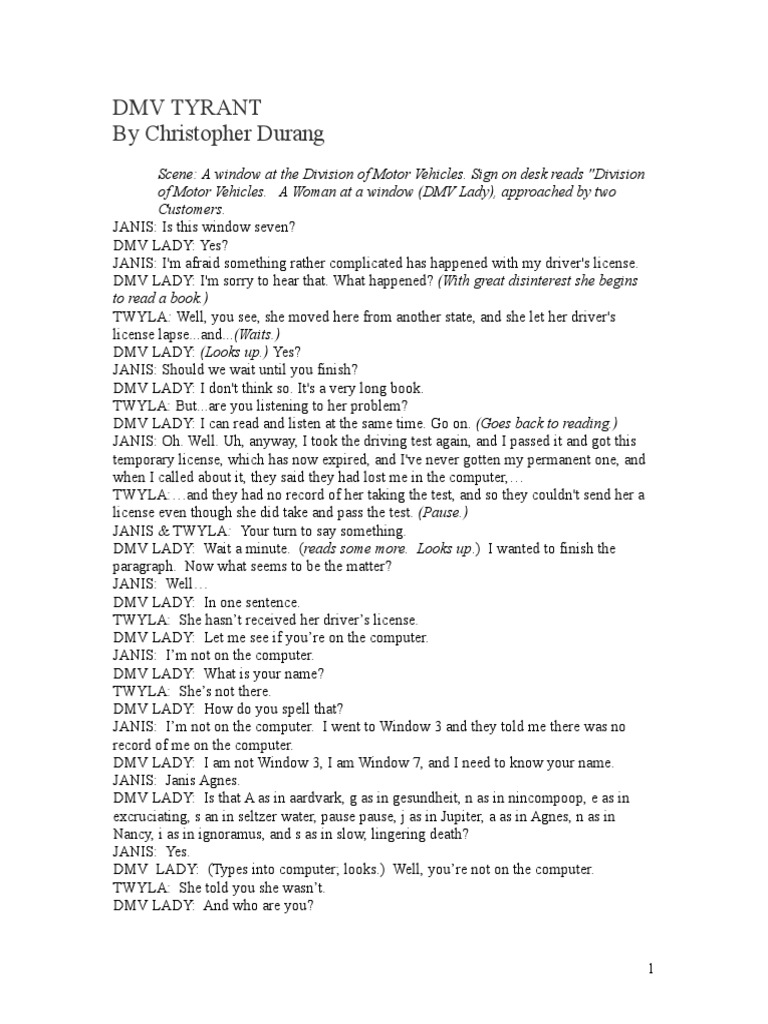 DMV Tyrant Script | PDF | Department Of Motor Vehicles