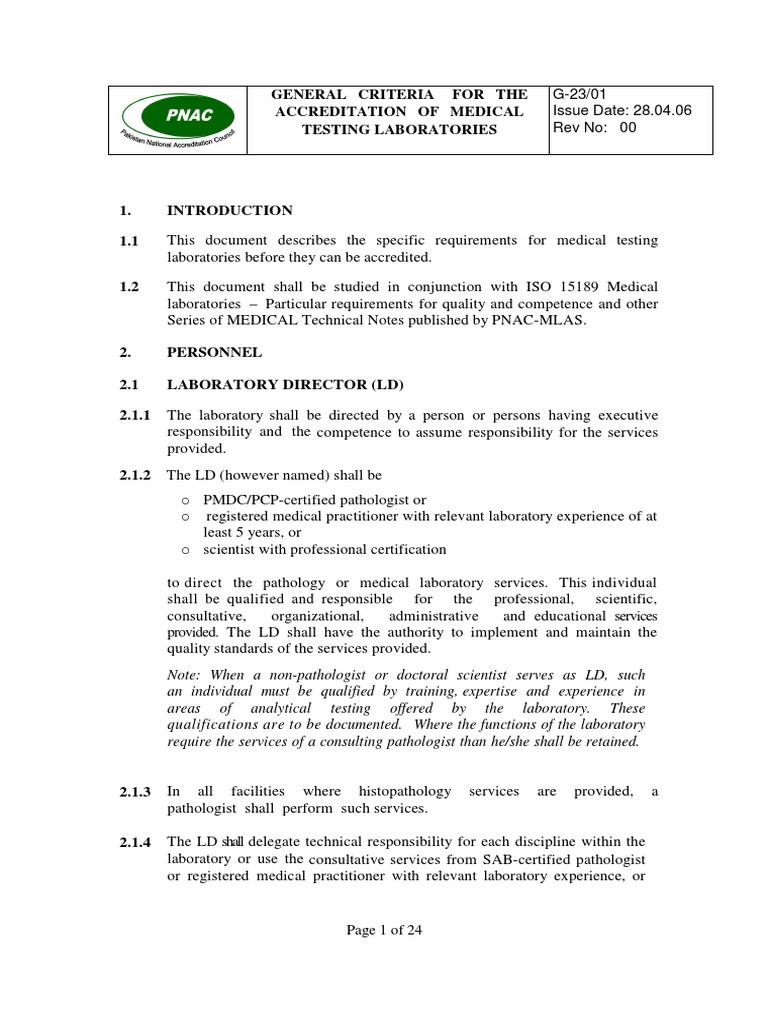 Accreditation Criteria for Medical Labs | PDF | Medical Laboratory ...