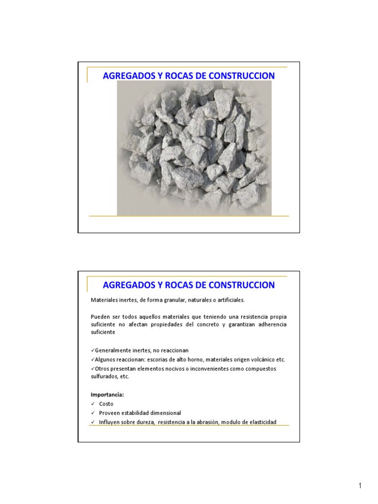Características y clasificación de los agregados y rocas de ...