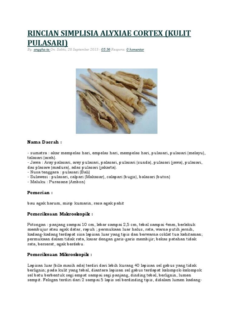 Alyxiae Cortex | PDF | Kajian Bahasa Asing