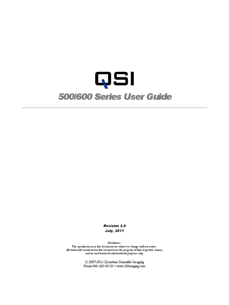 QSI User Guide 2.0 | PDF | Charge Coupled Device | Usb