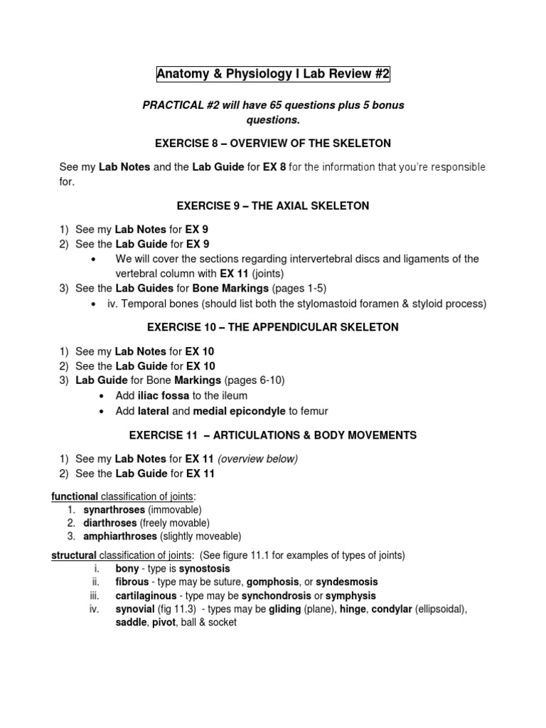 Anatomy & Physiology I Lab Review #2: Exercise 8 - Overview of The ...