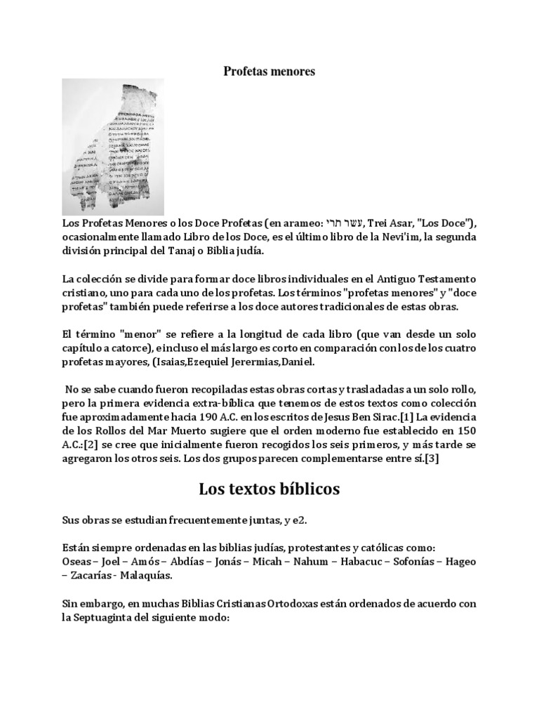 Información Básica Sobre Los Profetas Menores | PDF | Doce profetas ...