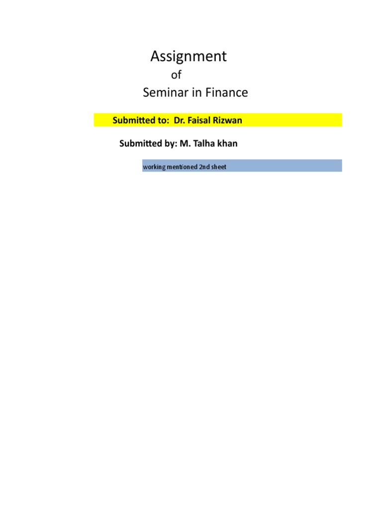 Assignment Finance by Iiui | PDF | Net Present Value | Taxes
