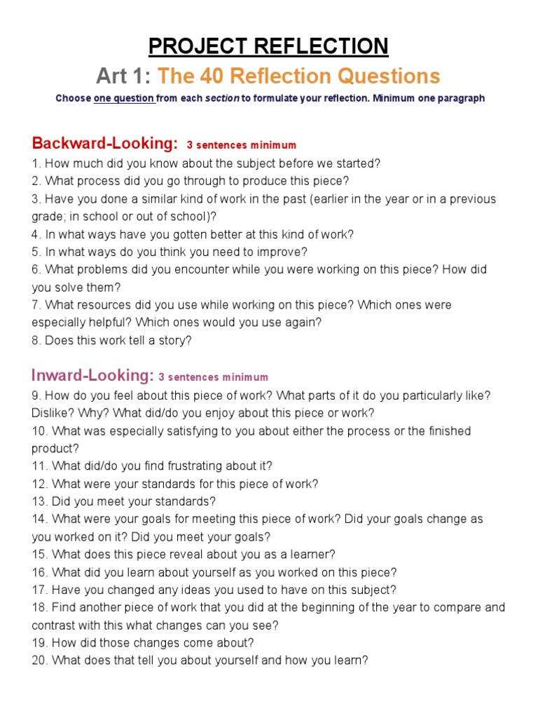 Art 1 The 40 Reflection Questions | PDF | Cognition | Pedagogy