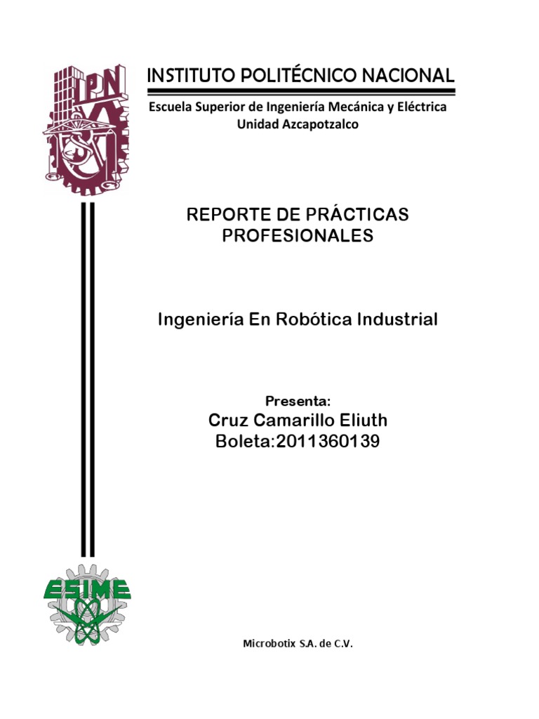 Reporte de Practicas Profesionales (Experiencia Laboral) | PDF | Arduino | Robot