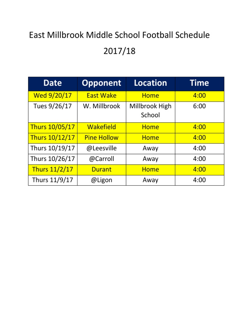 2017 Football Schedule | PDF