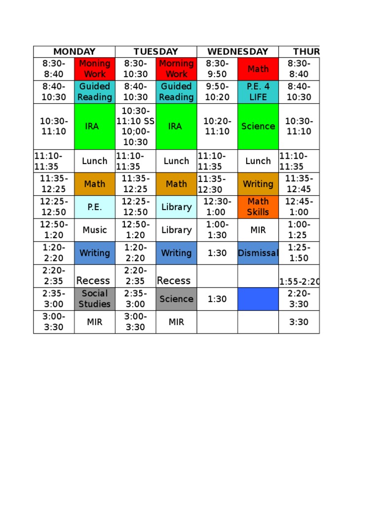 Weebly Schedule | PDF