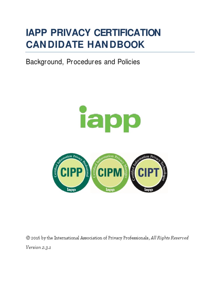 IAPP Privacy Certification Candidate Handbook | PDF | Professional ...