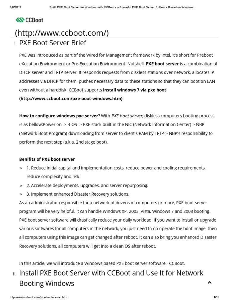 Build PXE Boot Server For Windows With CCBoot | PDF | Booting ...