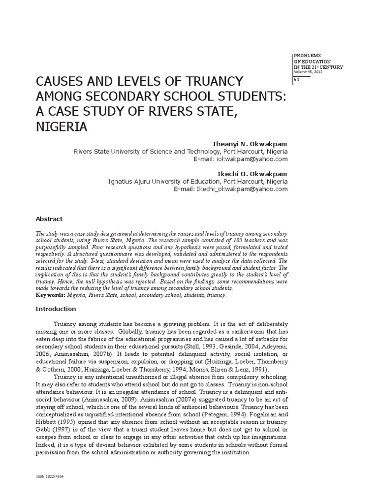 Truancy | Download Free PDF | Questionnaire | Student's T Test