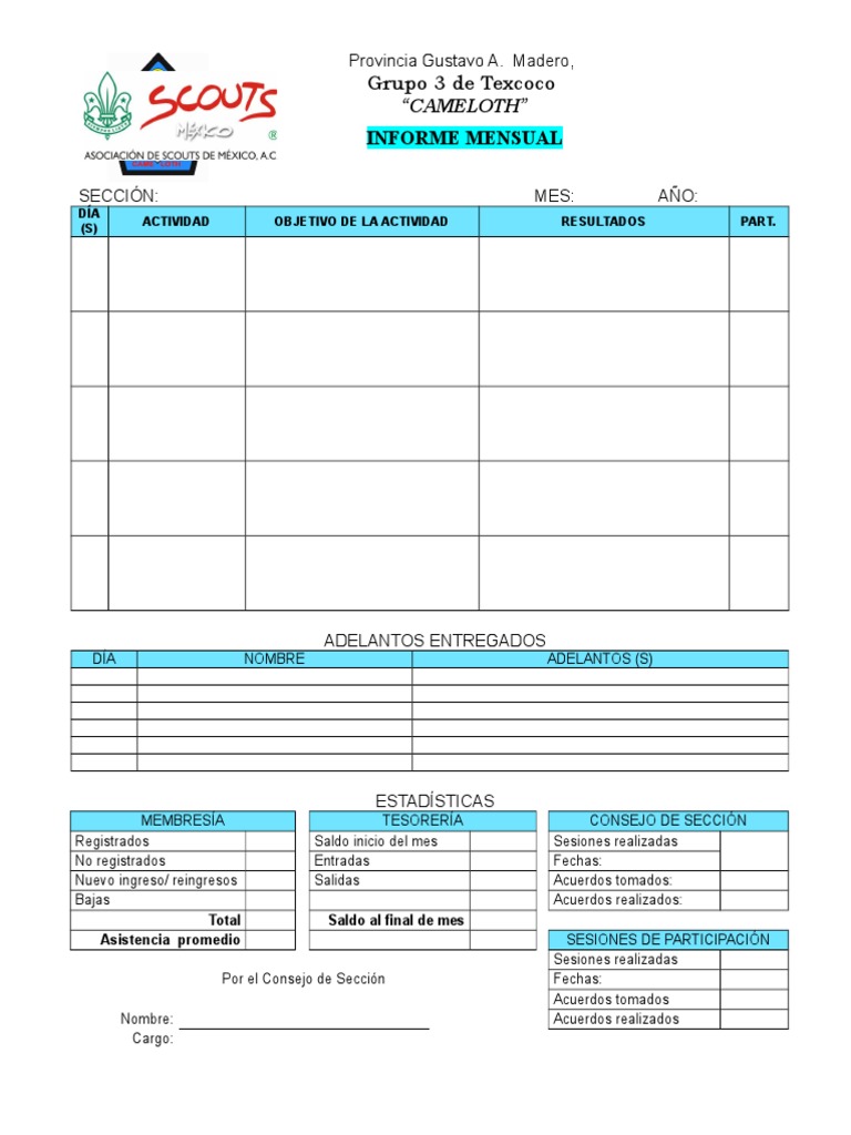 FORMATO INFORME MENSUAL