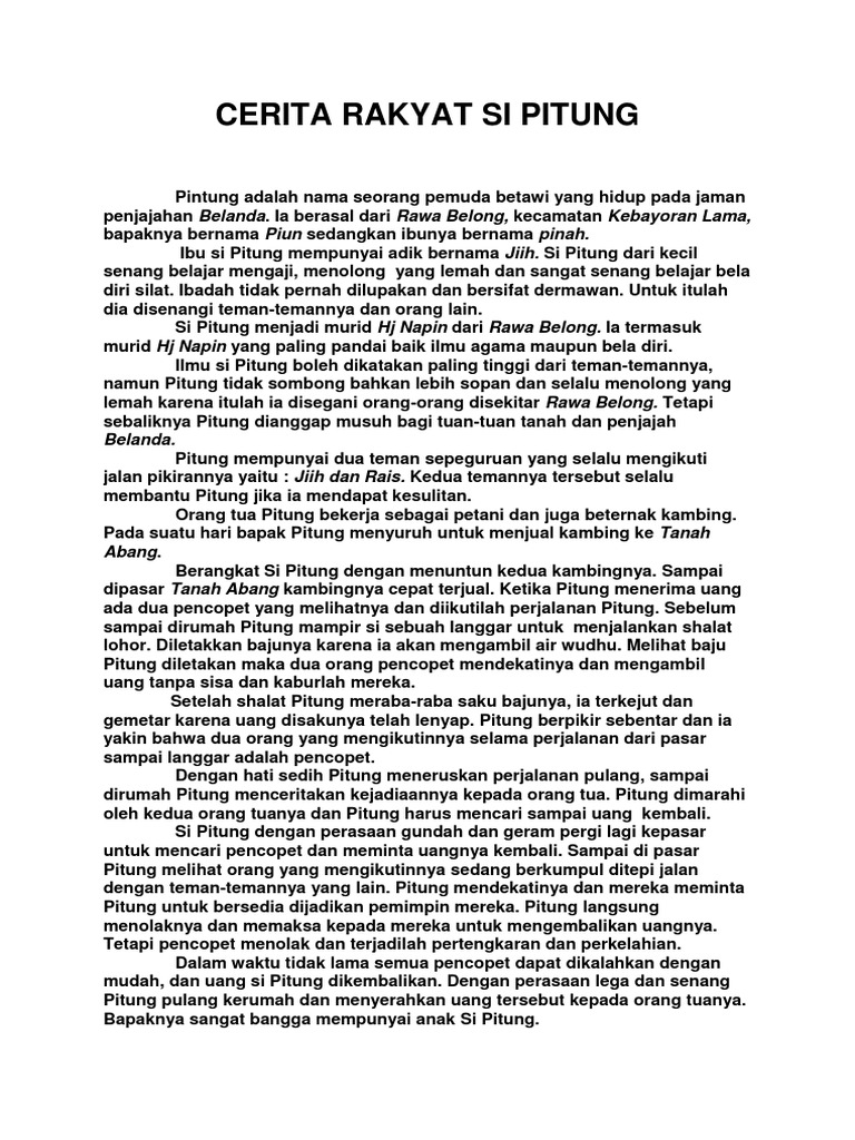 Cerita Rakyat Si Pitung | PDF
