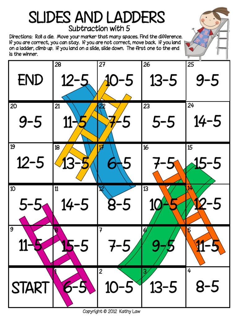 Slides and Ladders - Subtraction | PDF