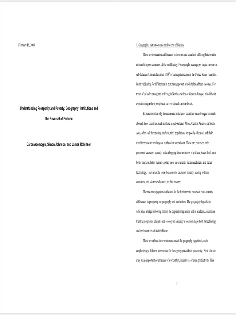 2 - Acemoglu, Johnson and Robinson - Understanding Prosperity and Poverty-Geography ...